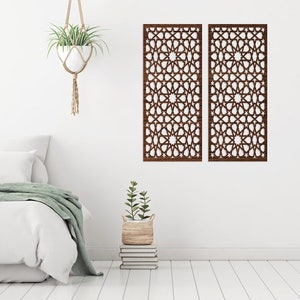 Geometric Wood Decor for Wall, Modern Art Wooden Sign, Triptych Native ...