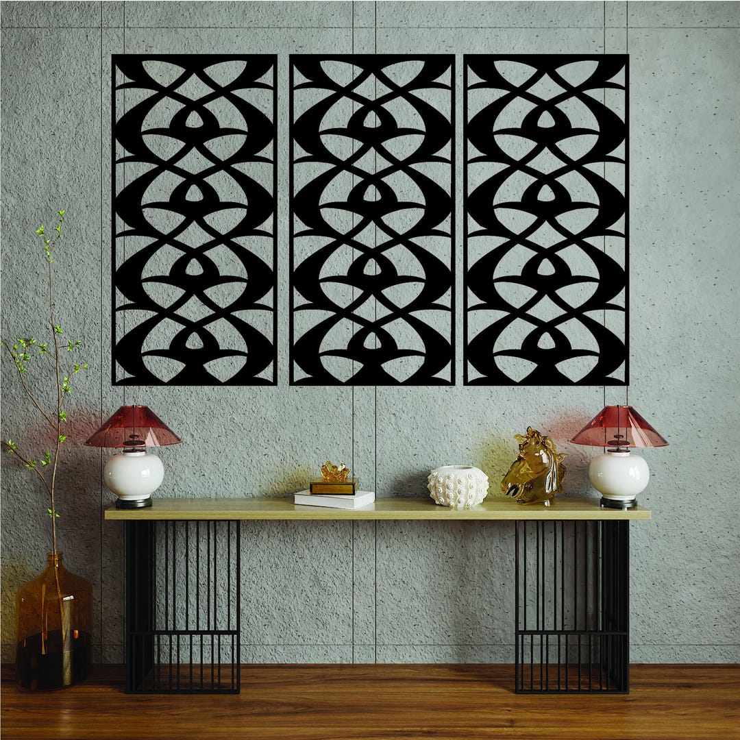 Abstract Wooden Wall Panels | Laser Cut Modern Wall Art | Black ...