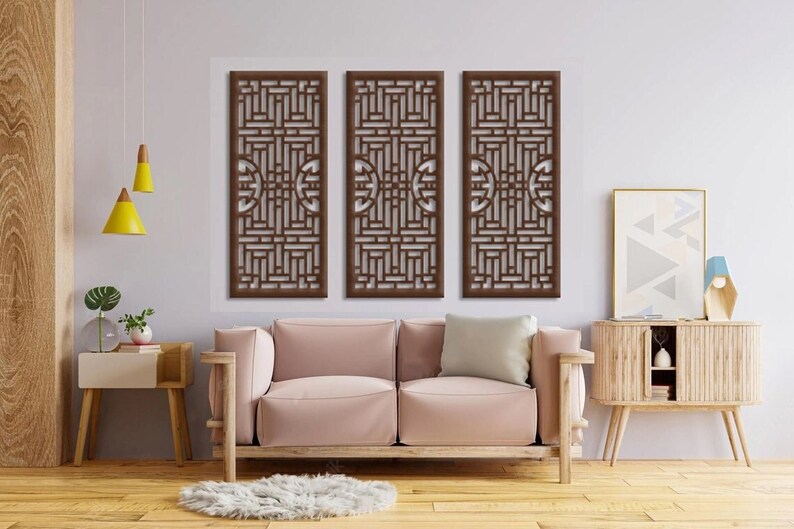 Decorative Wood Wall Set Minimalist Office Wall Wooden Line - Etsy