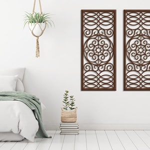 Decorative Rectangle Wooden Wall Art, Minimalist Laser Cut Decor Set, 3 ...
