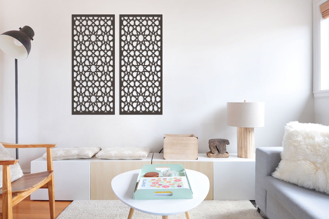 Geometric Wood Decor for Wall, Modern Art Wooden Sign, Triptych Native ...
