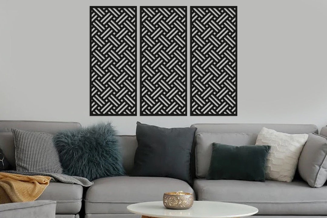 Geometric Woven Wood Wall Panels: Modern Laser Cut Wall Art - Etsy