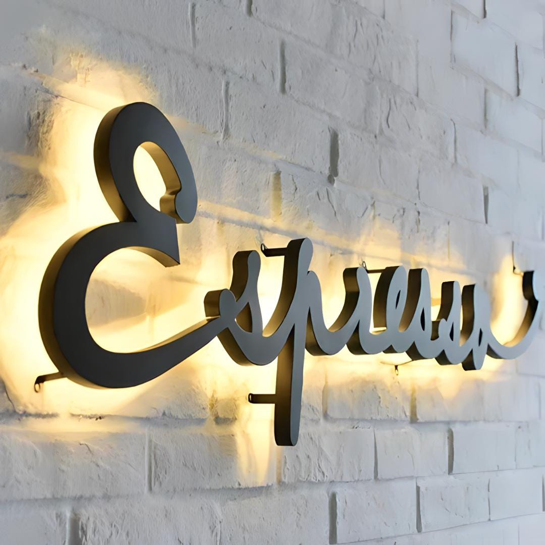 Backlit Sign, 3d Led Signage Custom Outdoor Logo Light Sign 3d Brushed ...
