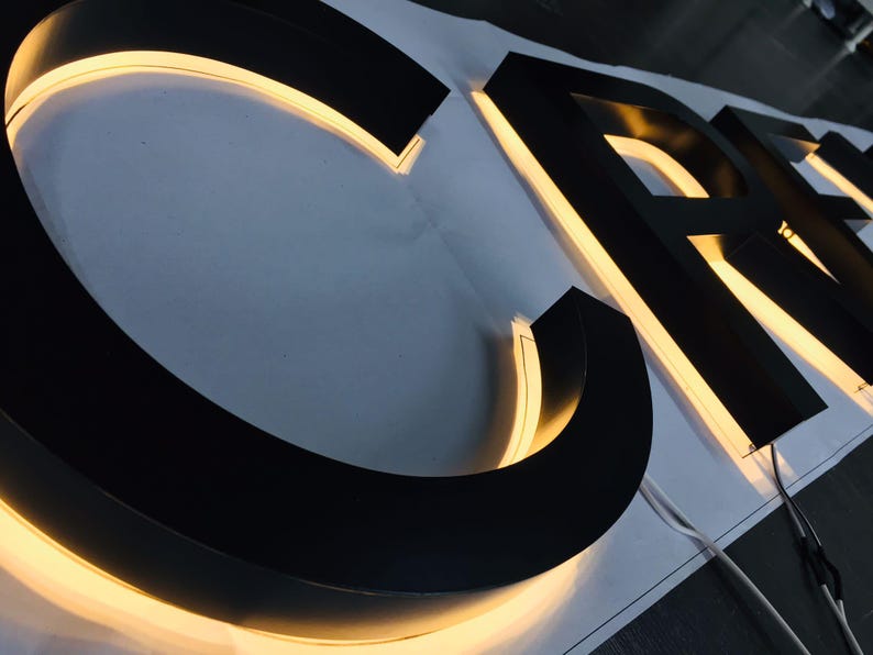 Backlit Logo Sign, Gold Metal Sign, Beauty Salon Sign, 3D Business Sign ...