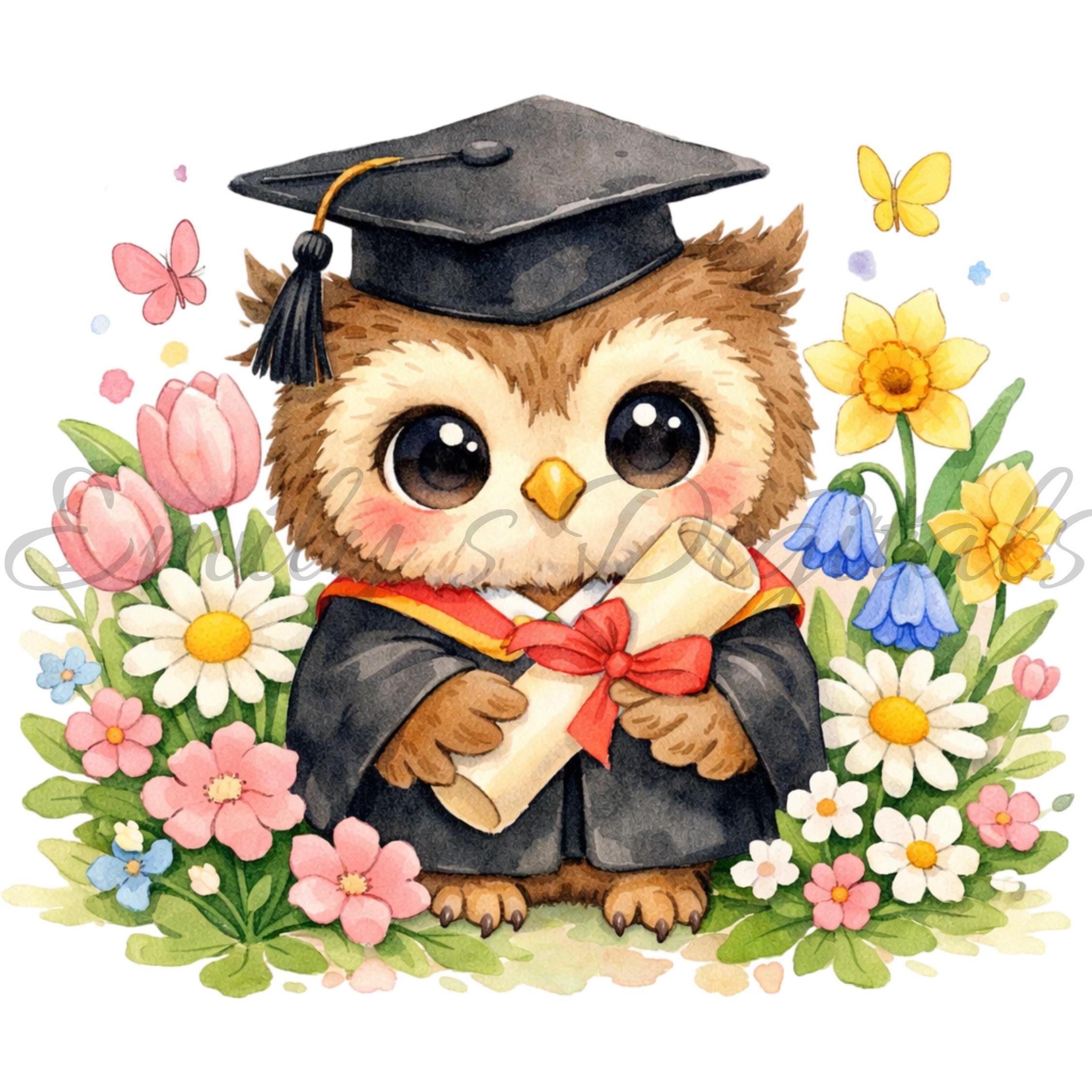 Animal Graduation Clipart Bundle, Watercolor Graduate Animals PNG ...