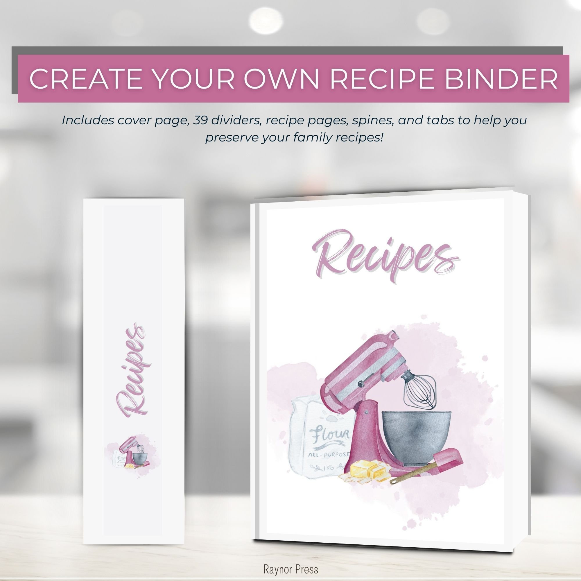 Recipe Binder Kit - Section Dividers - Recipe Cards - Binder Spines ...