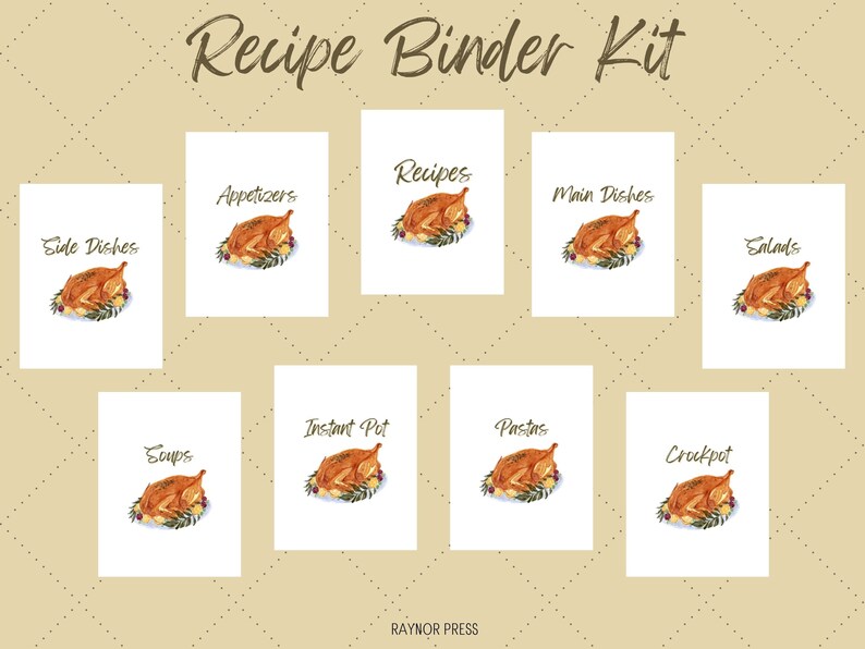 Recipe Binder Kit Section Dividers - Printable Recipe Binder Dividers ...