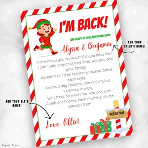 PERSONALIZED Girl Elf Arrival Letter and Elf Goodbye Letter Girl Elf ...