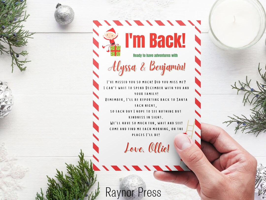 PERSONALIZED Elf Return Letter Elf Arrival Letter Elf Return Poem and ...