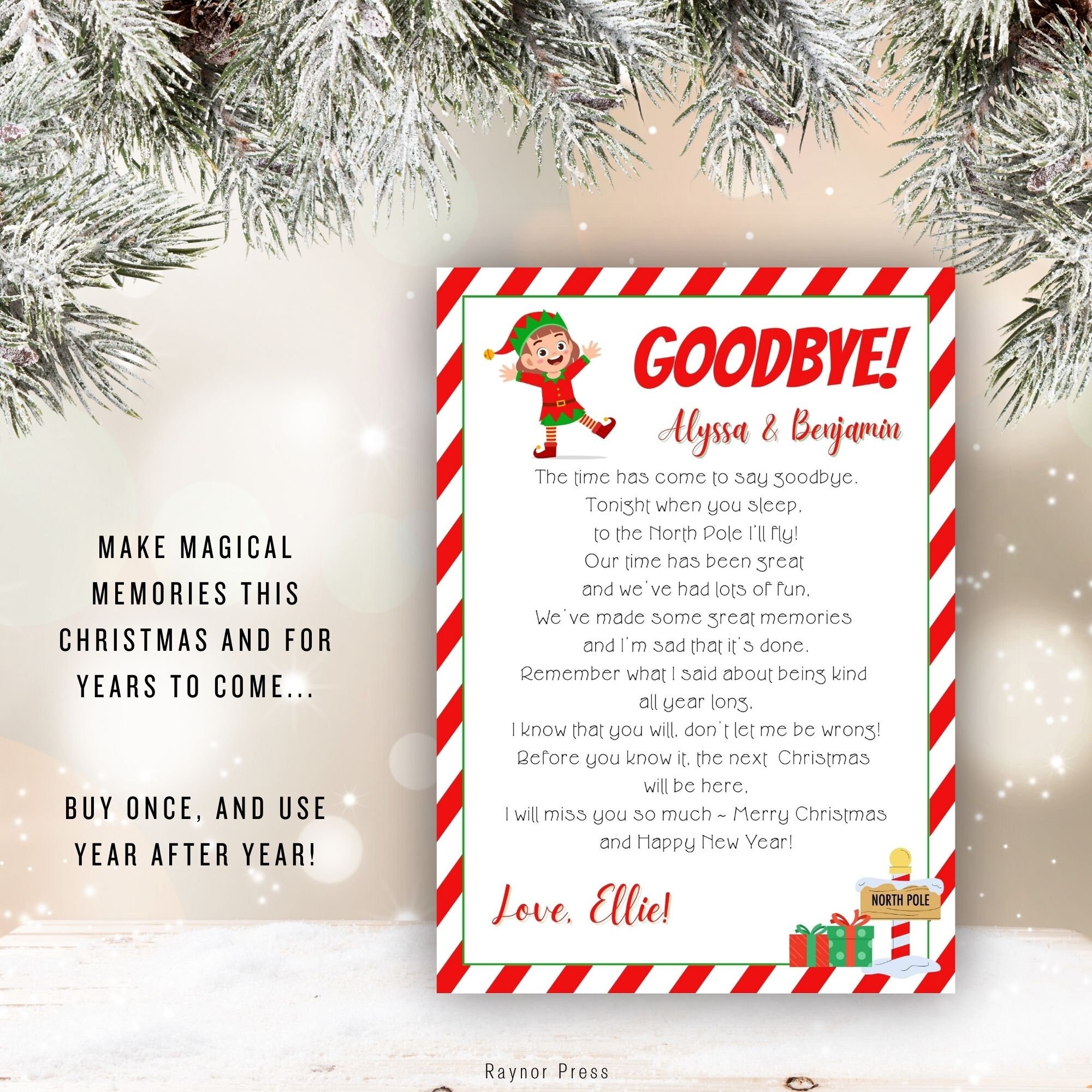 Girl Elf Arrival and Goodbye Letter TEMPLATES, Christmas Elf Letter to ...