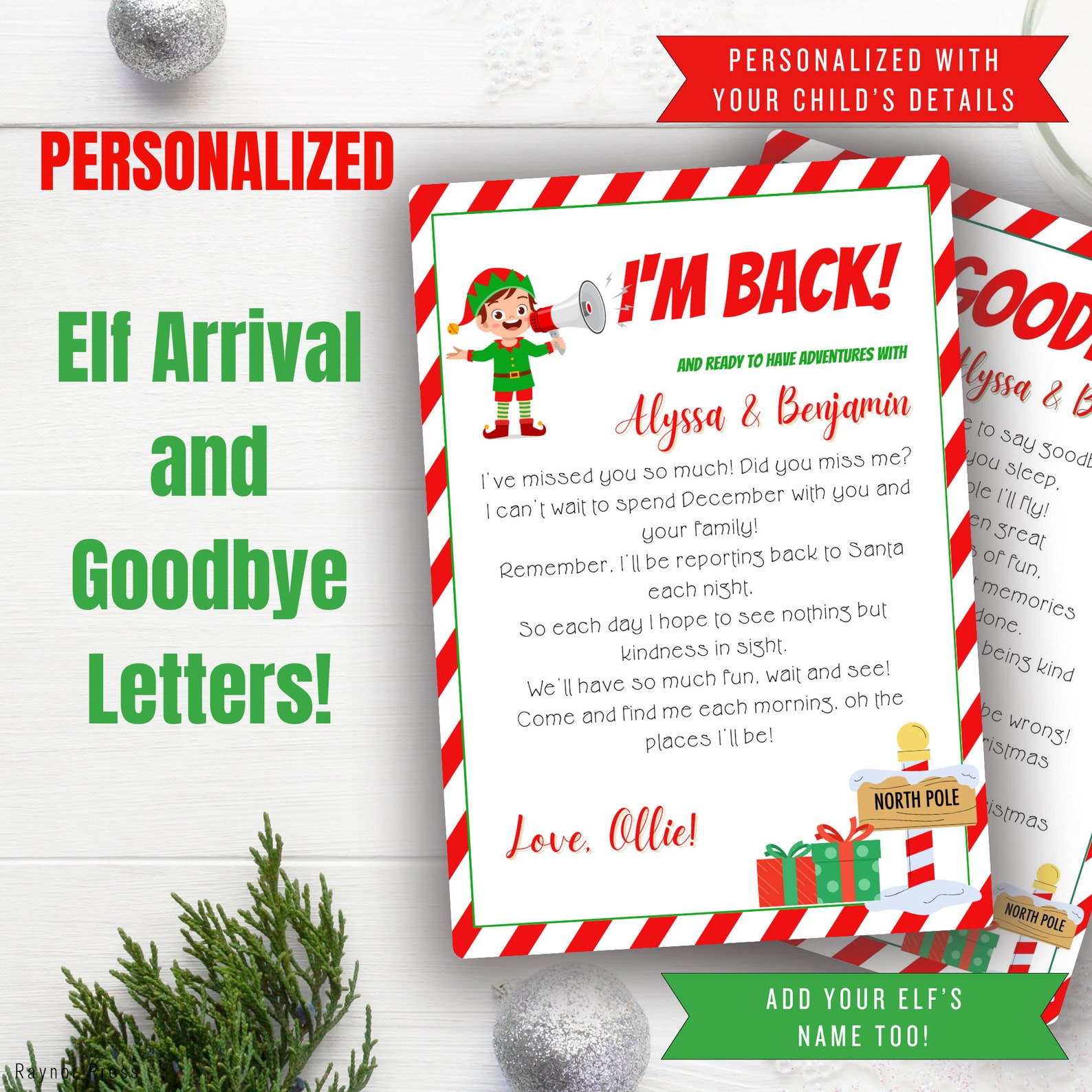 PERSONALIZED Elf Arrival Letter and Elf Goodbye Letter Elf Returning ...