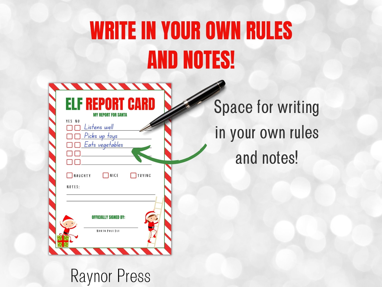 North Pole Elf Report Card Christmas Elf Report Card Daily Elf Activity ...