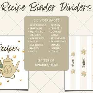 Printable Recipe Binder Kit, Printable Meal Planner, Recipe Organizer ...