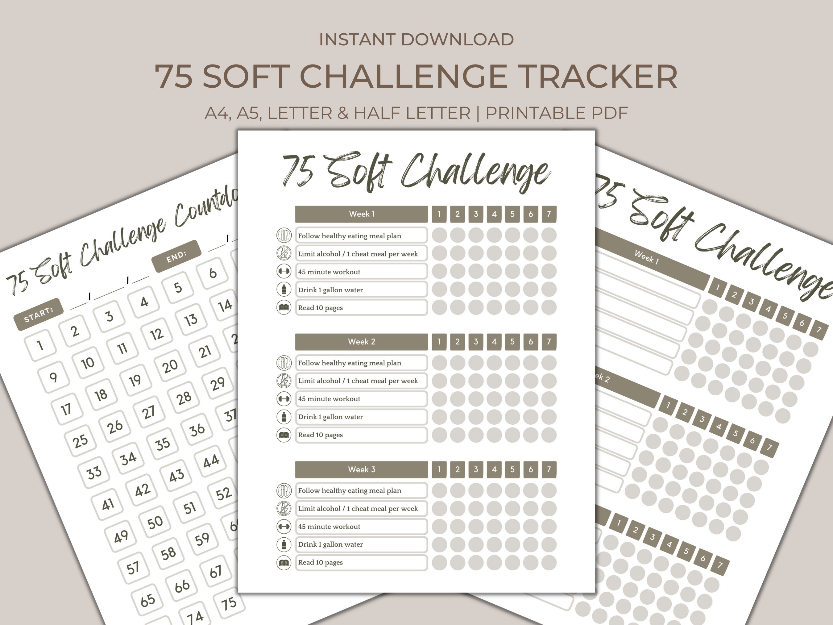 75 Soft Challenge 75 Hard Challenge 75 Day Challenge - Etsy