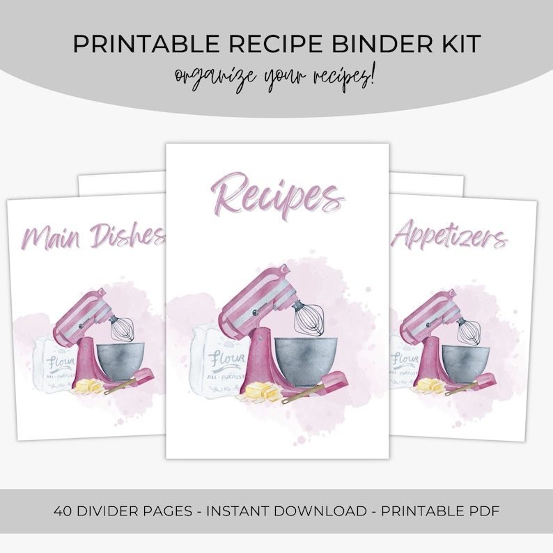 Recipe Binder Kit - Section Dividers - Recipe Cards - Binder Spines ...