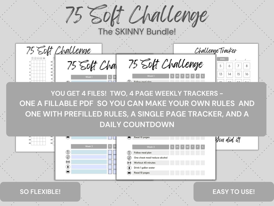 75 Soft Challenge-75 Hard Challenge, FILLABLE and Printable PDF, 75 Day ...