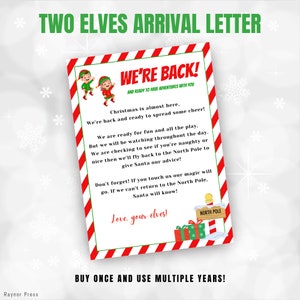 I'm Back Christmas Elf Arrival Letter and Goodbye Letter Printable Kit ...