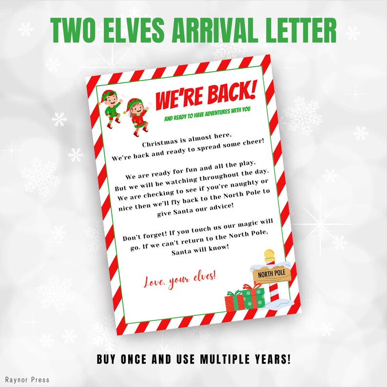 I'm Back Christmas Elf Arrival Letter and Goodbye Letter - Etsy UK