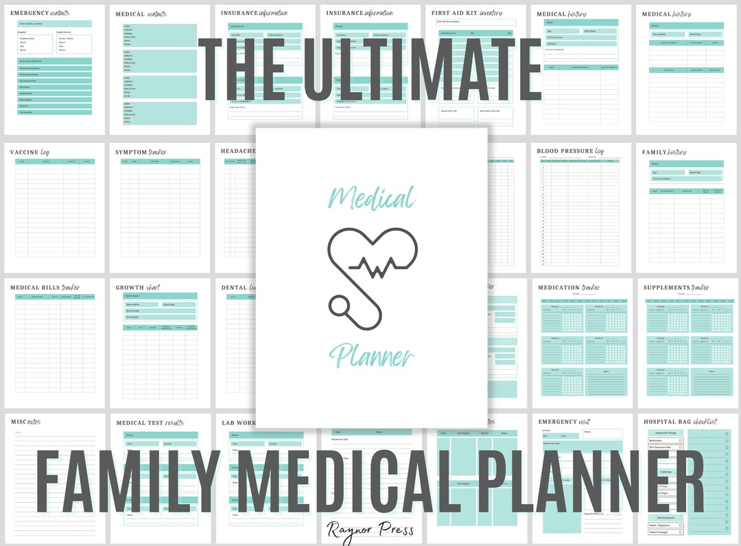 Medical Planner Family Medical Binder Health Care Digital Planner ...