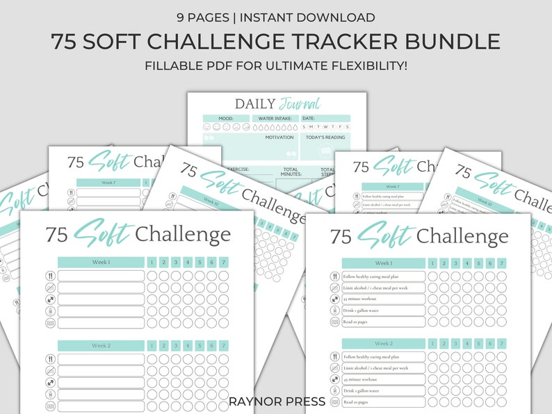 FILLABLE 75 Soft Challenge Planner, Pre-filled Rules or Editable Rules ...