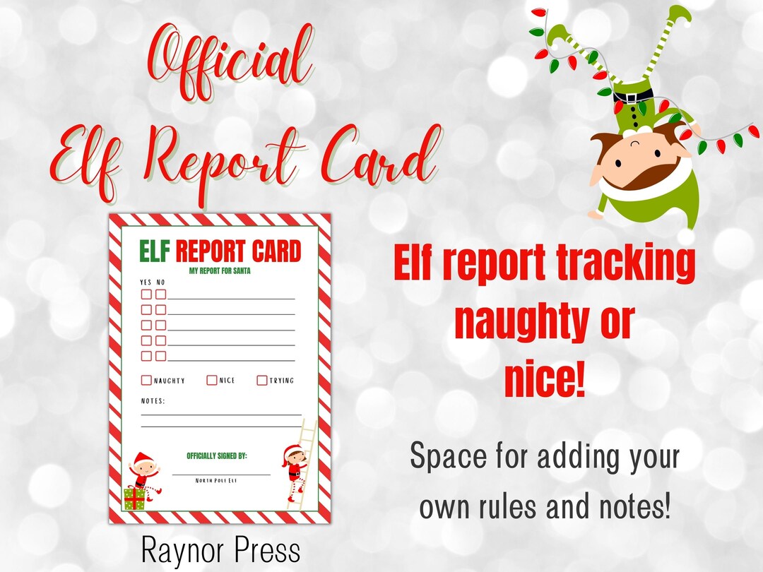 North Pole Elf Report Card Christmas Elf Report Card Daily Elf Activity ...