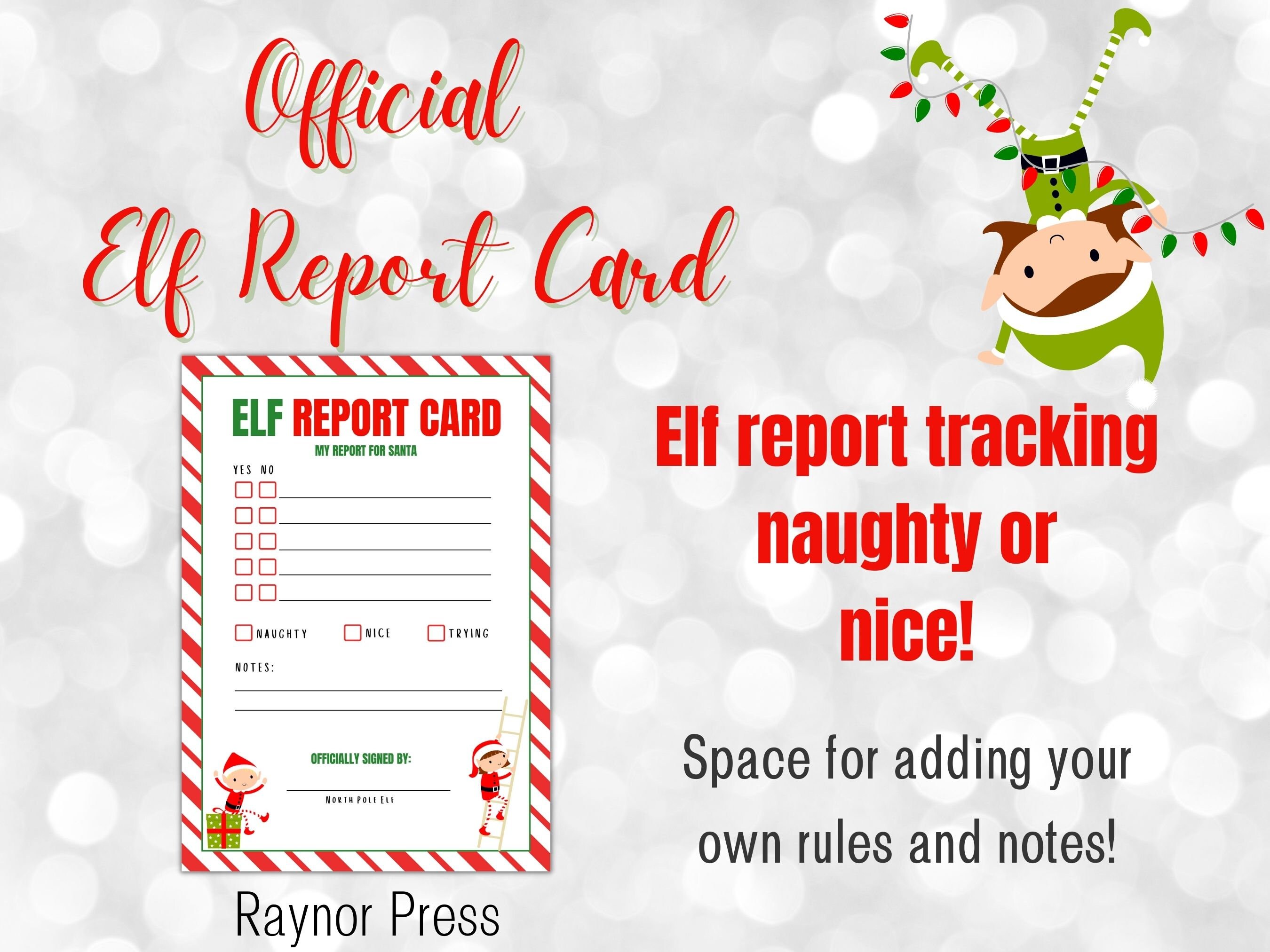 North Pole Elf Report Card Christmas Elf Report Card Daily Elf Activity ...