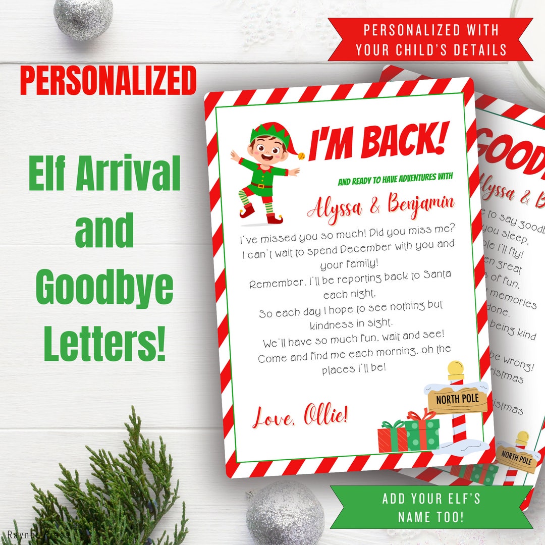 PERSONALIZED Elf Arrival Letter and Elf Goodbye Letter Elf Returning ...