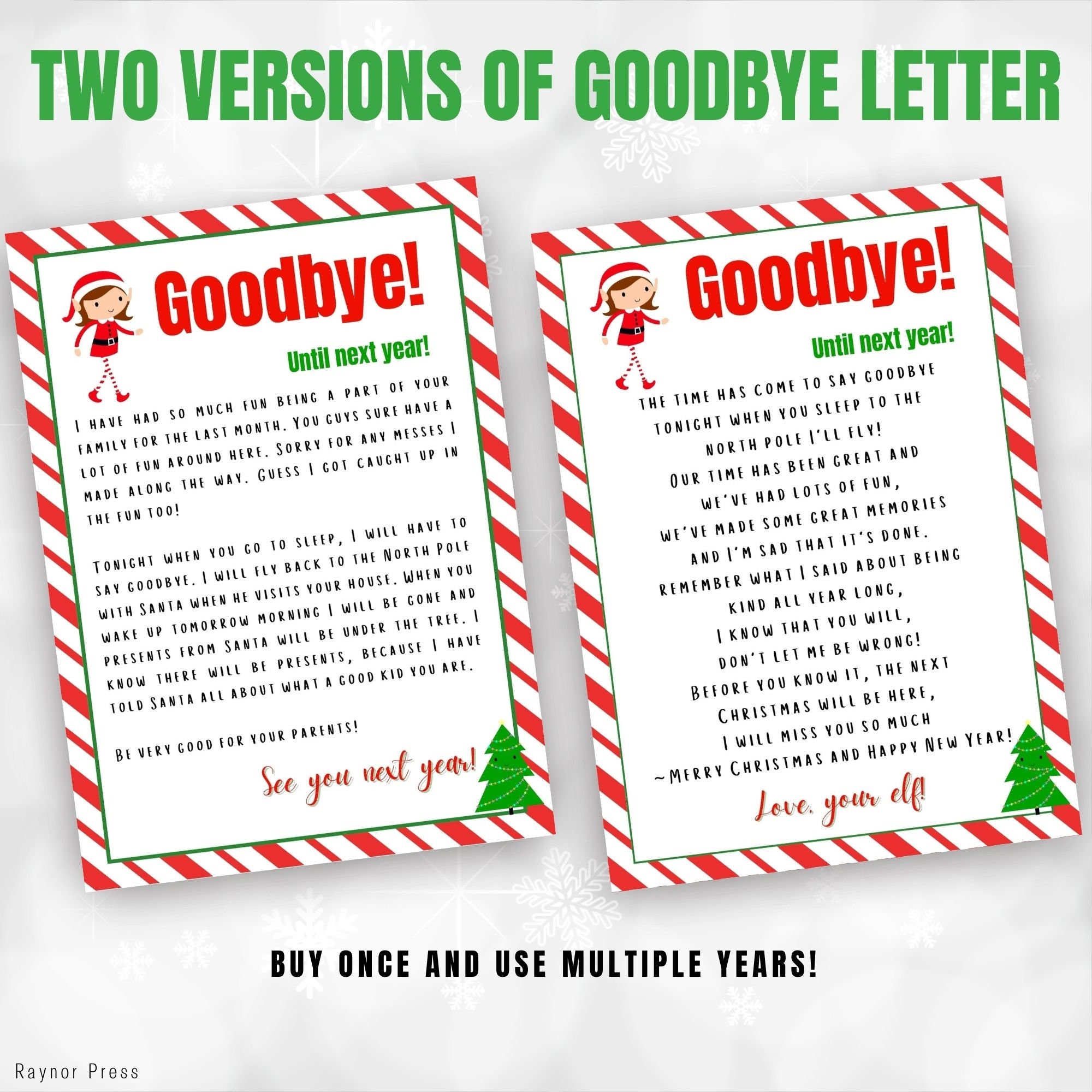 I'm Back Christmas Elf Arrival Letter and Goodbye Letter Printable Kit ...