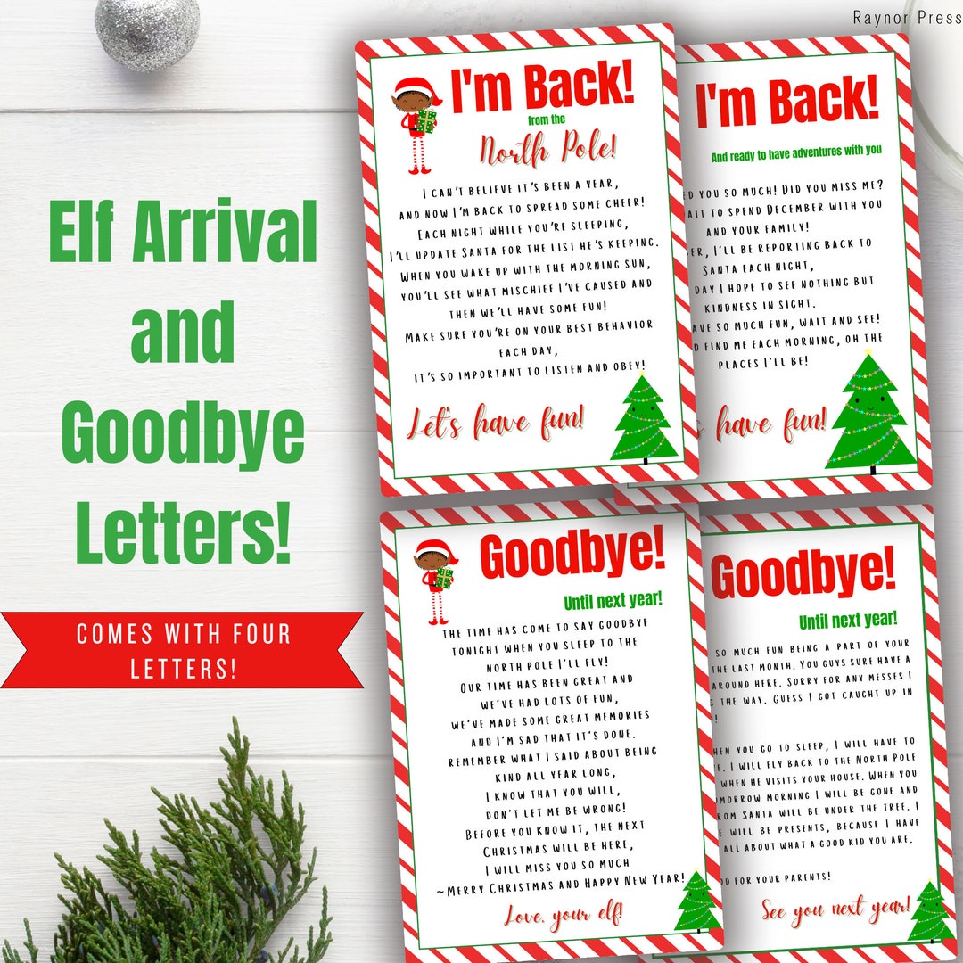 I'm Back Christmas Elf Arrival Letter and Goodbye Letter Printable Kit ...