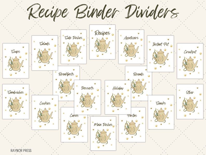 Printable Recipe Binder Kit, Printable Meal Planner, Recipe Organizer ...