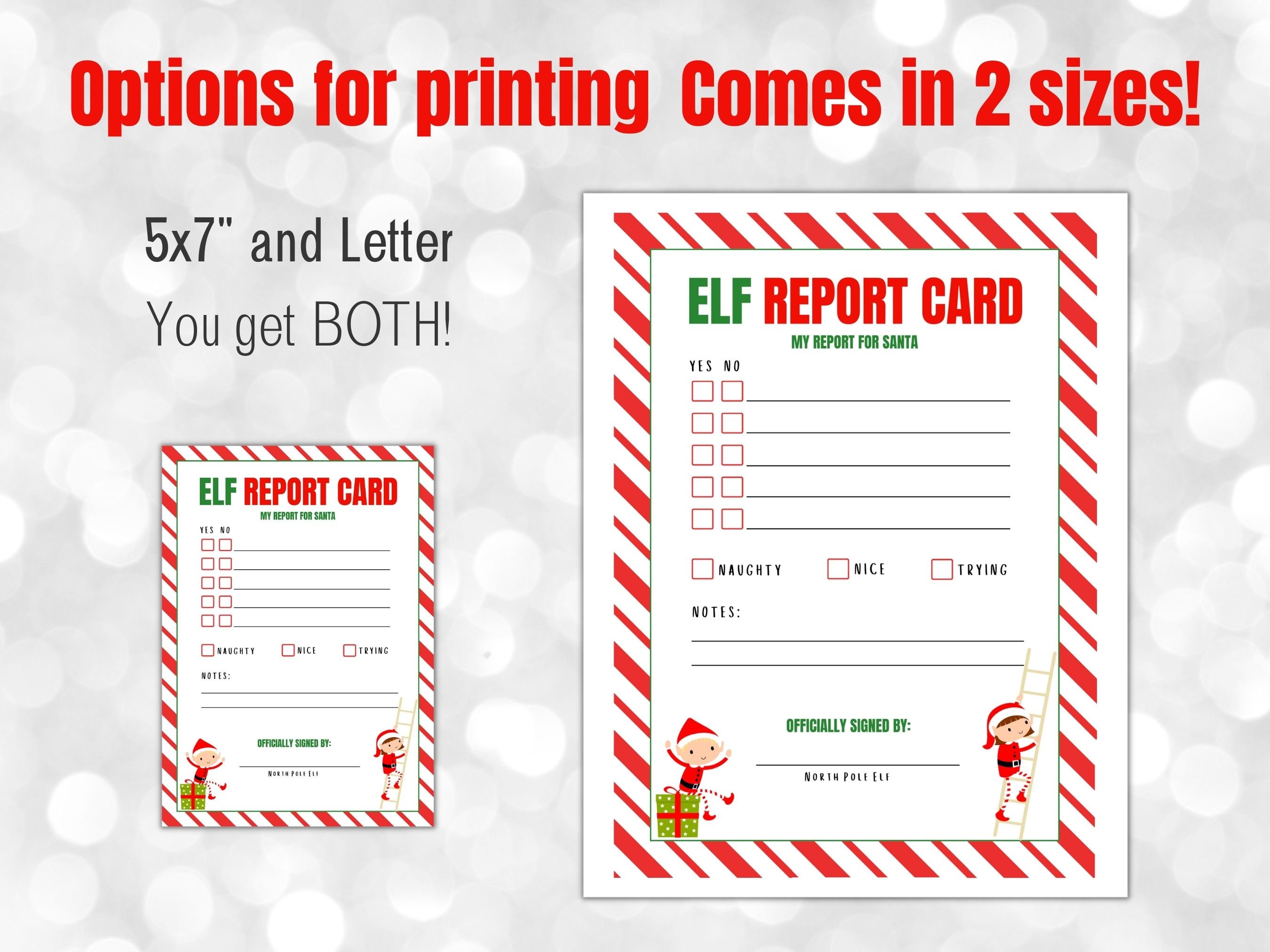 North Pole Elf Report Card Christmas Elf Report Card Daily Elf Activity ...