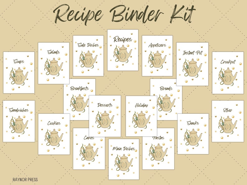 Recipe Binder Kit Section Dividers - Printable Recipe Binder Dividers ...