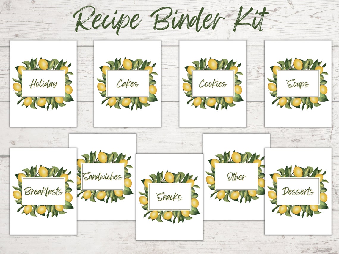 Recipe Binder Kit Section Dividers - Printable Recipe Binder Dividers ...