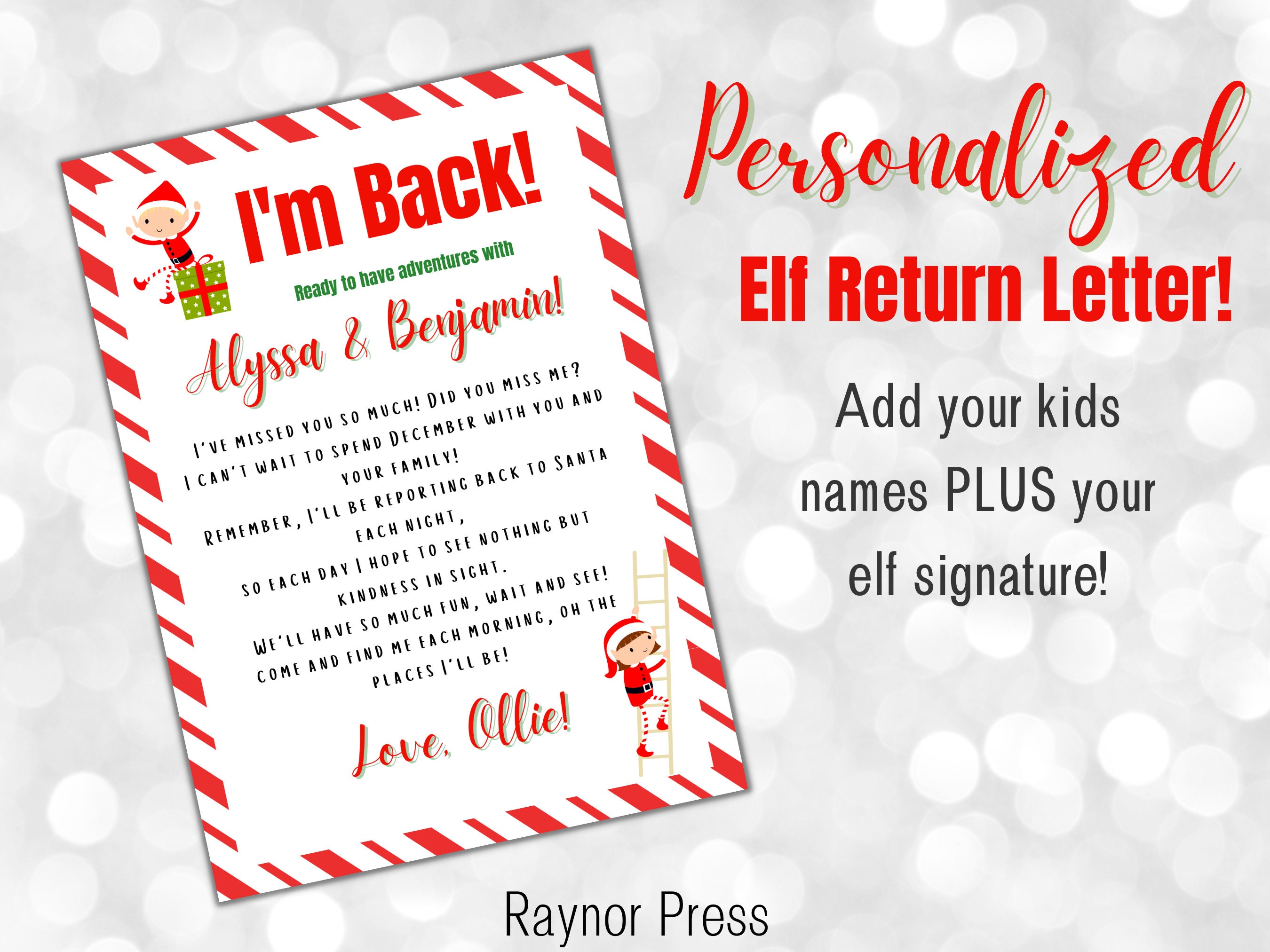 PERSONALIZED Elf Return Letter Elf Arrival Letter Elf Return Poem and ...