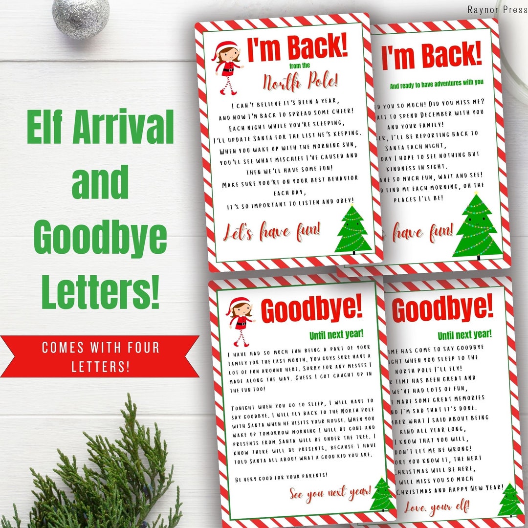 I'm Back! Christmas Elf Arrival Letter and Goodbye Letter Printable Kit ...