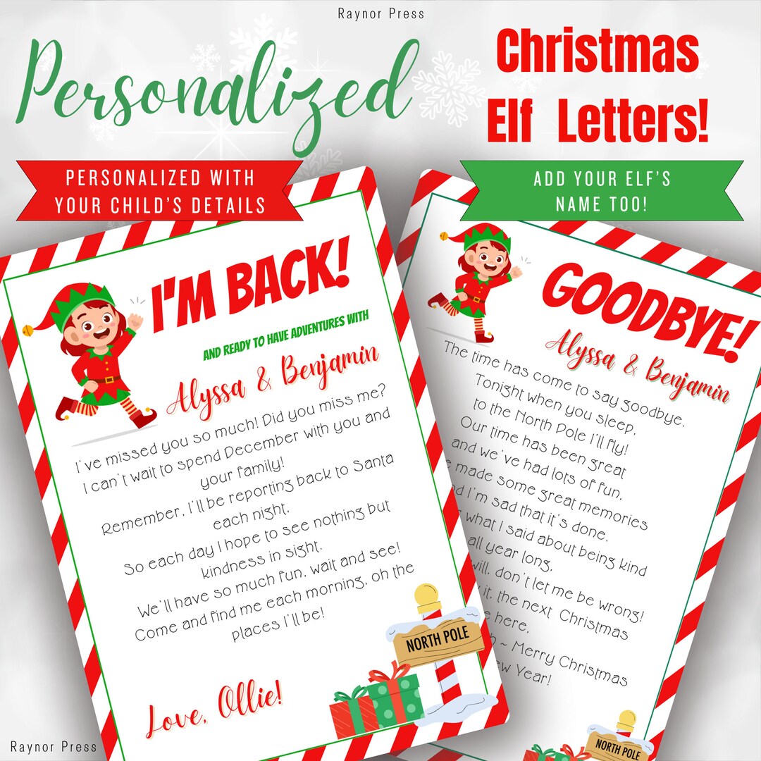 PERSONALIZED Girl Elf Arrival Letter and Elf Goodbye Letter Girl Elf ...