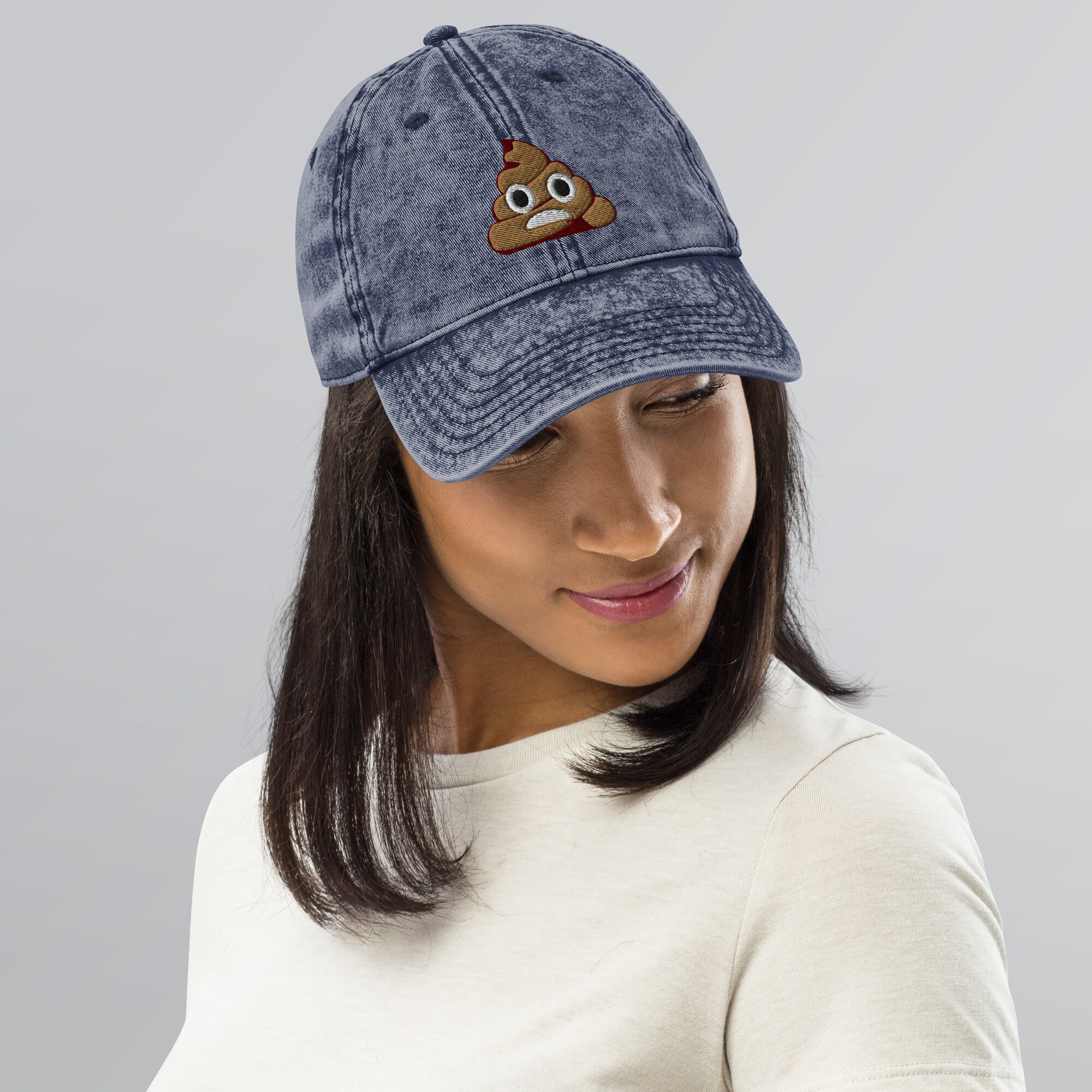 Poop Emoji Hat Poop Emoji Cap Vintage Style Unisex - Etsy
