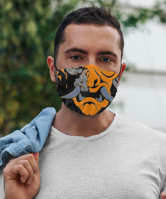 Oni Mask Cyberpunk Orange 2077 Japanese Samurai Face Mask - Etsy