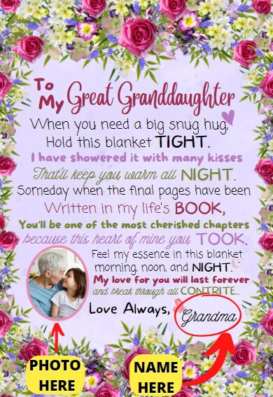 Great Granddaughter Blanket Our First Granddaughter Frame Blanket ...