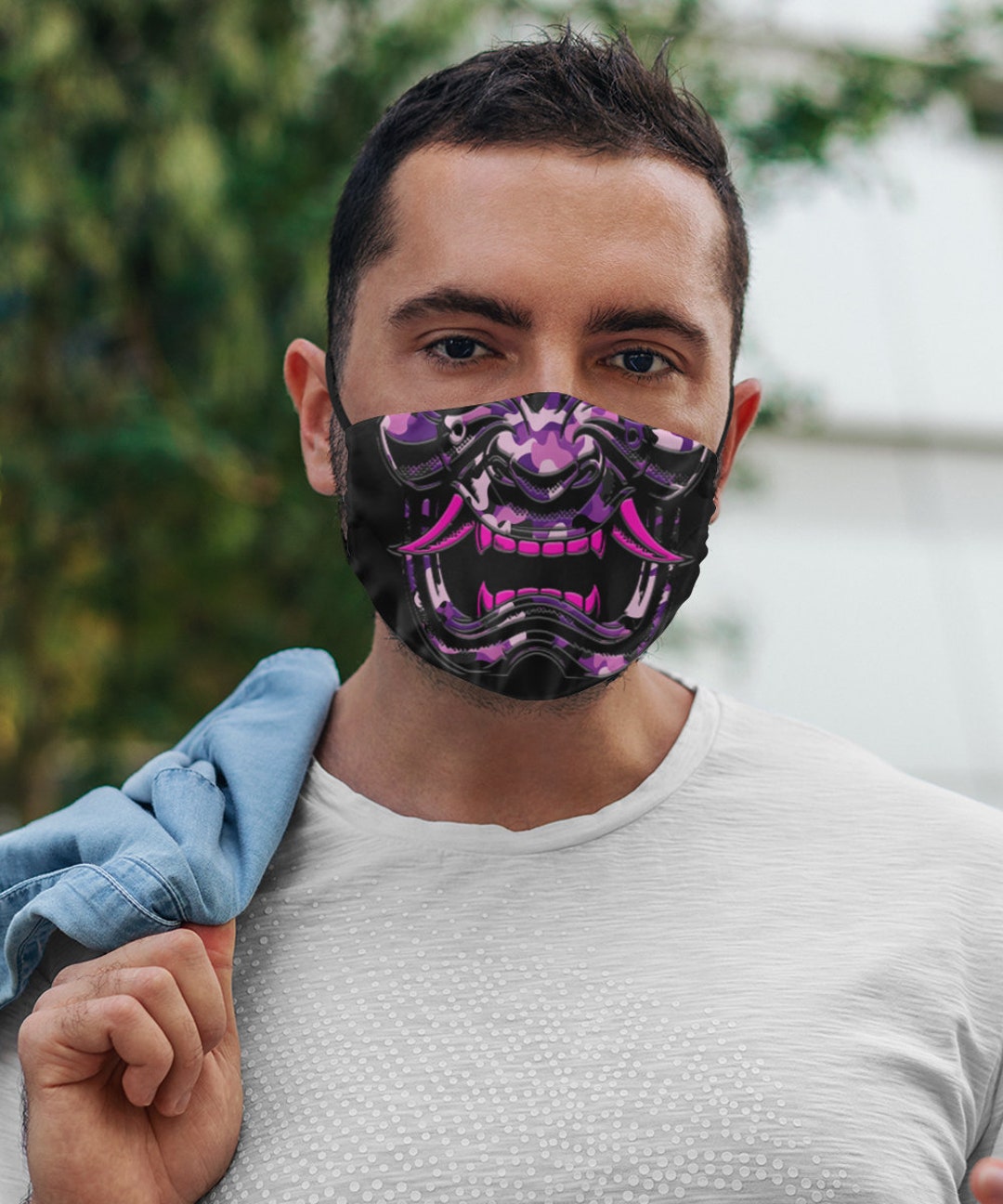 Oni Mask Camouflage Camo Pink Japanese Samurai Face Mask - Etsy