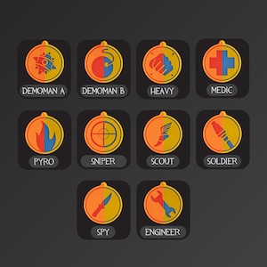 Team Fortress 2 Class Emblem Keychain | 3D Printed TF2 Keychain Class ...