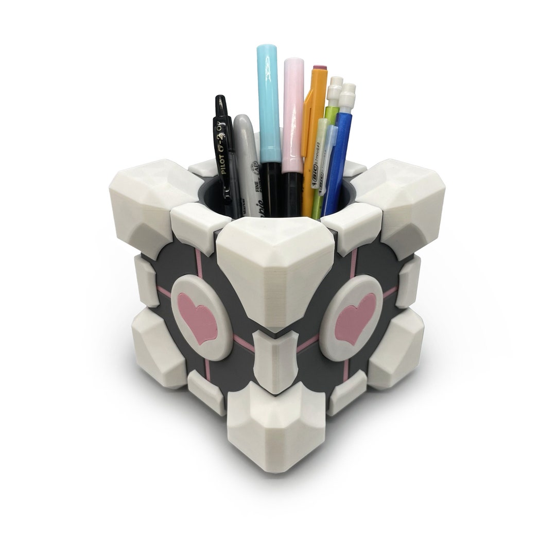 Companion Cube Pen Holder | 3D Printed Portal Pencil Holder, Desk ...