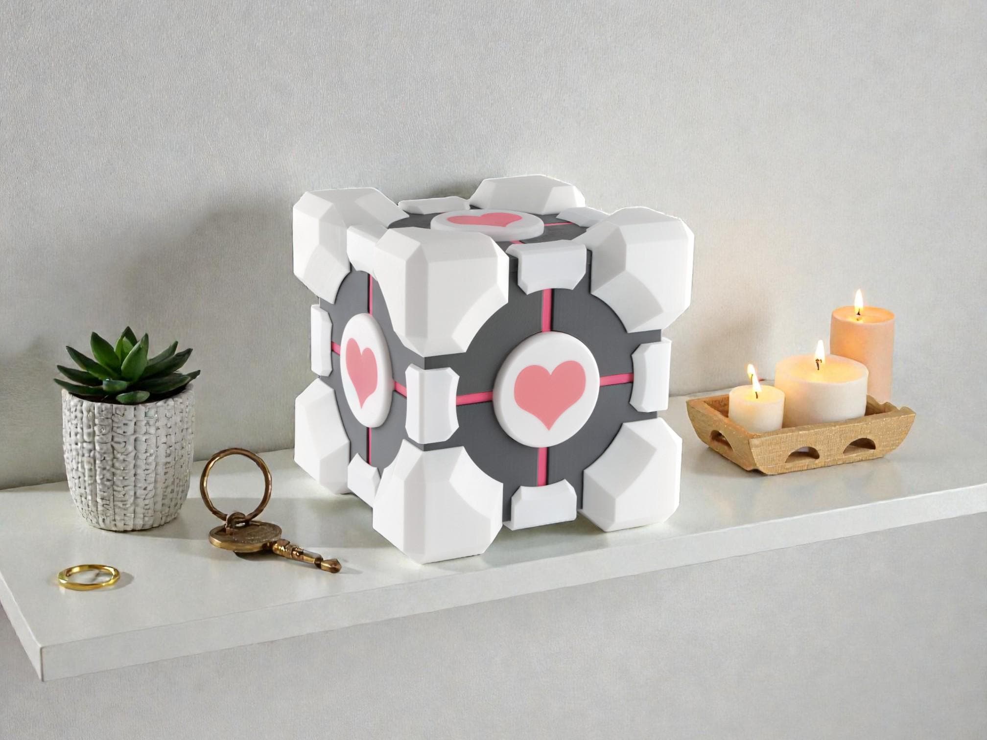 Weighted Companion Cube Box, Portal Video Game Aperture Science Storage ...