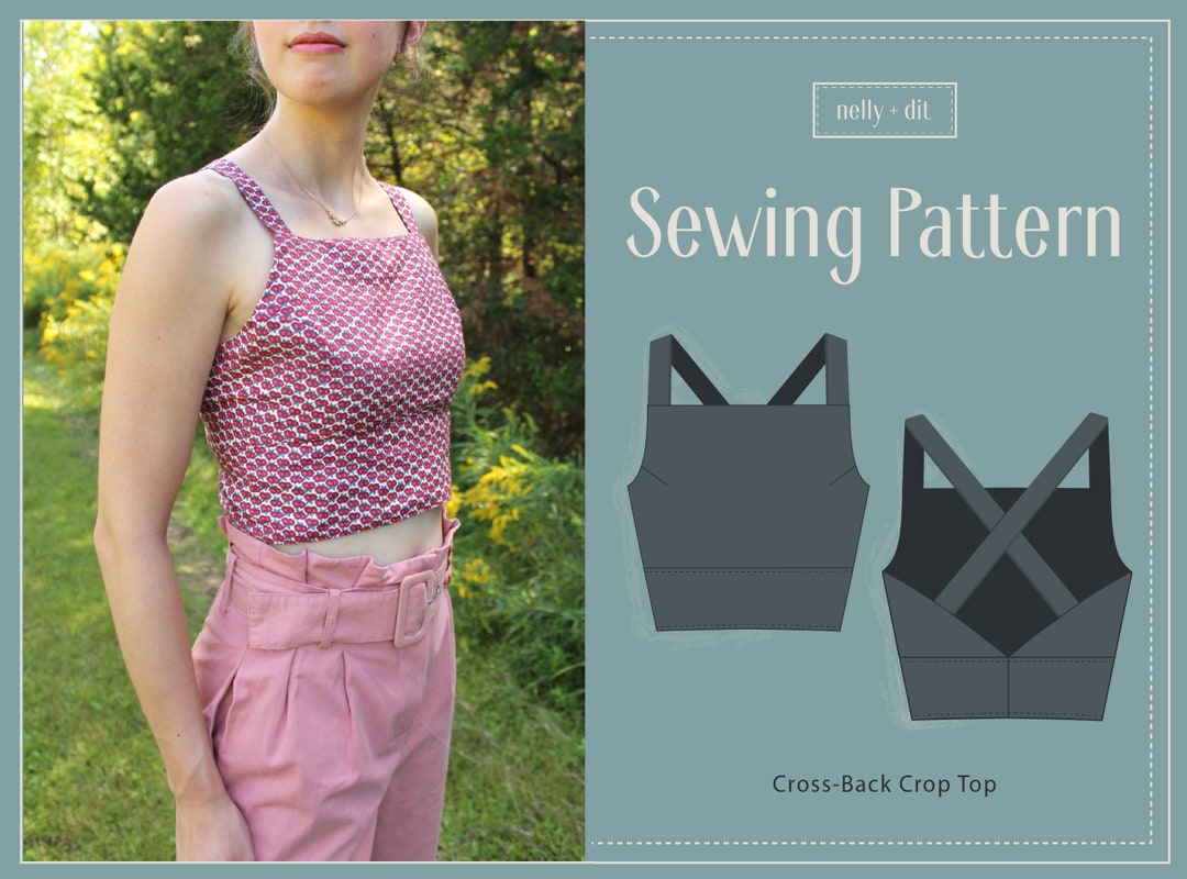 Cross Back Crop Top | Digital PDF Sewing Pattern | Sizes 0-14 | 4 Print ...