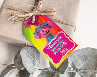 Trolls Birthday Labels - Etsy