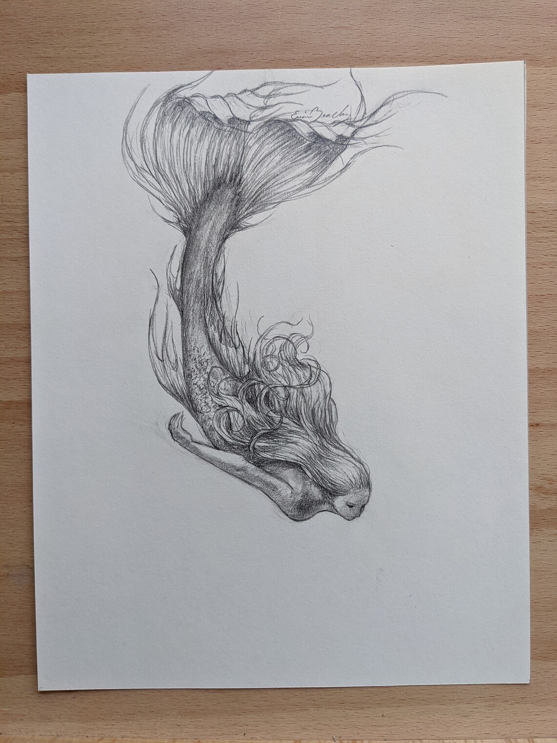 Mermaid Pencil Drawing - Etsy