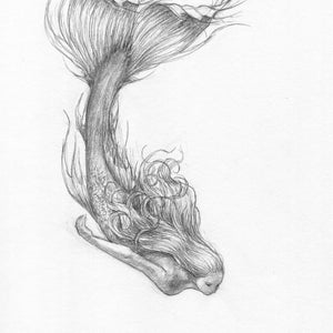 Mermaid Pencil Drawing - Etsy