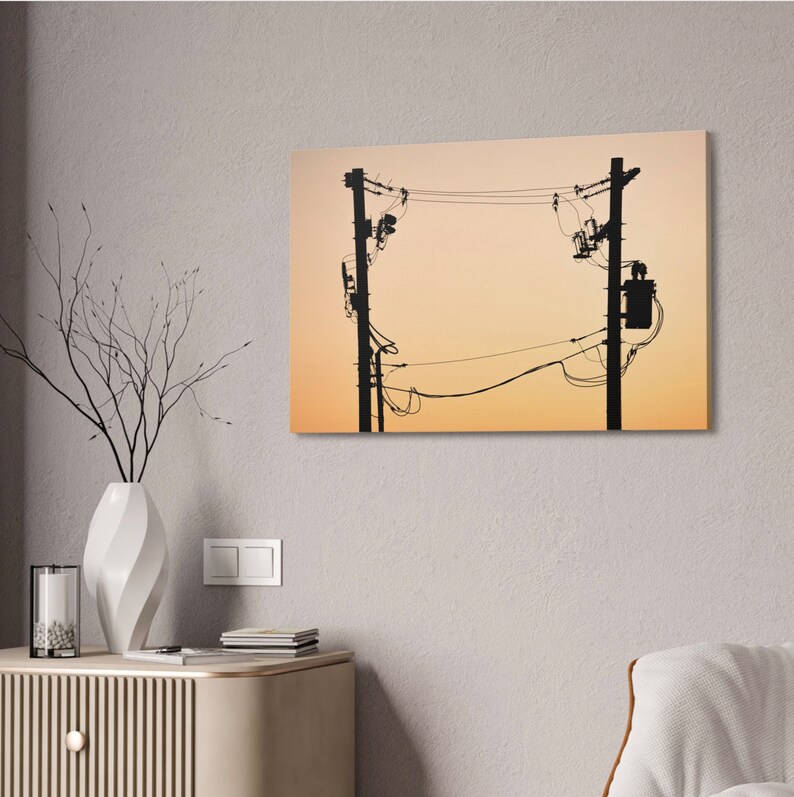 Power Poles Canvas | Voltage Decor | Lineman Gift | Electricity Artwork ...
