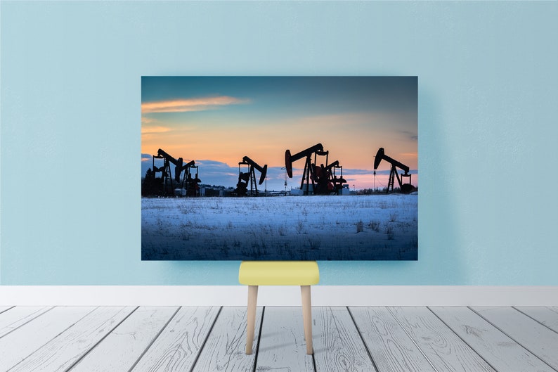 SUNSET PUMP JACKS Oil and Gas Canvas Wrap Corporate Decor - Etsy