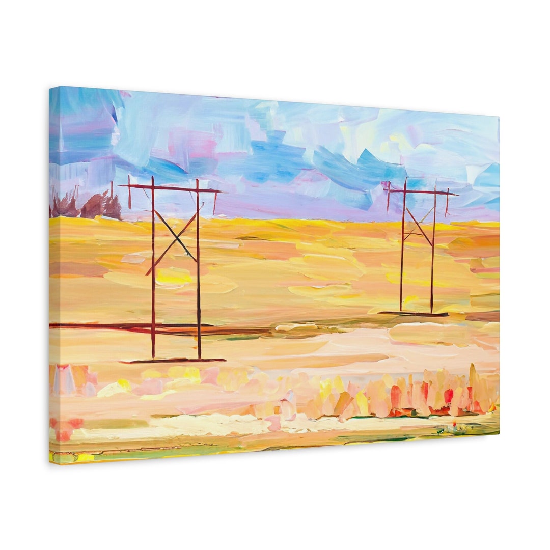 Power Pole Oil Painting Canvas Print | Abstract Landscape Art - Etsy
